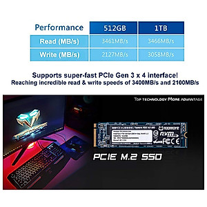 TOPMORE 1TB NVMe PCIe M.2 2280 Internal SSD High-Performance Solid State Drive