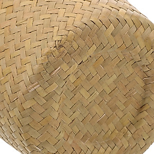 DEARMAMY Seagrass Waste Basket Woven Trash Can Small Round Natural Wastebasket Garbage Bin Recycling Bin Plant Pot Holder for Farmhouse Home Kitchen Bathroom