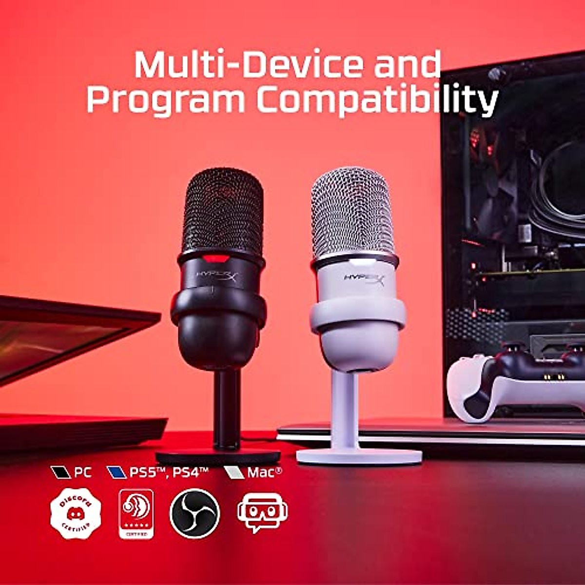 HyperX SoloCast – USB Condenser Gaming Microphone, for PC, PS5, PS4, and Mac, Tap-to-Mute Sensor, Cardioid Polar Pattern, Great for Streaming, Podcasts, Twitch, YouTube, Discord - White