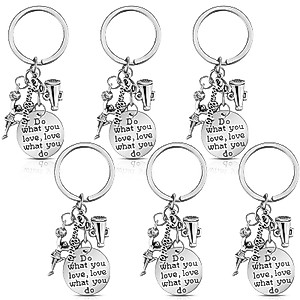 Henoyso 6 Pcs Cheer Keychain Cheerleader Gifts Bulk Cheer Team Gift Cheer Appreciation Jewelry for Girls Cheerleading Charm