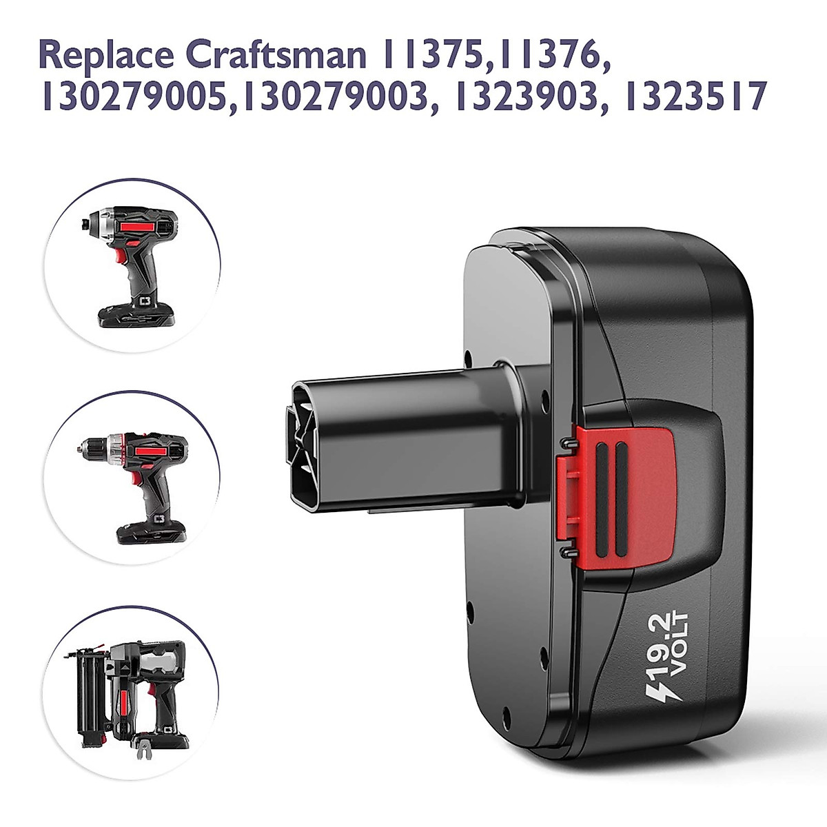 2 Pack Upgraded 3.7Ah Battery Replacement for Craftsman DieHard C3 Cordless Tool Battery 130279005 130279003 130279017 315.113753 315.114850 315.114852 315.11485 315.115410 1323903 1323517 11375 11376