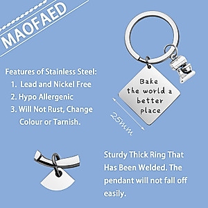 MAOFAED Gift for Baker Bake the World a Better Place Culinary Student Gifts Bake Lover Keychain Gift (KR-Baker Keychain)