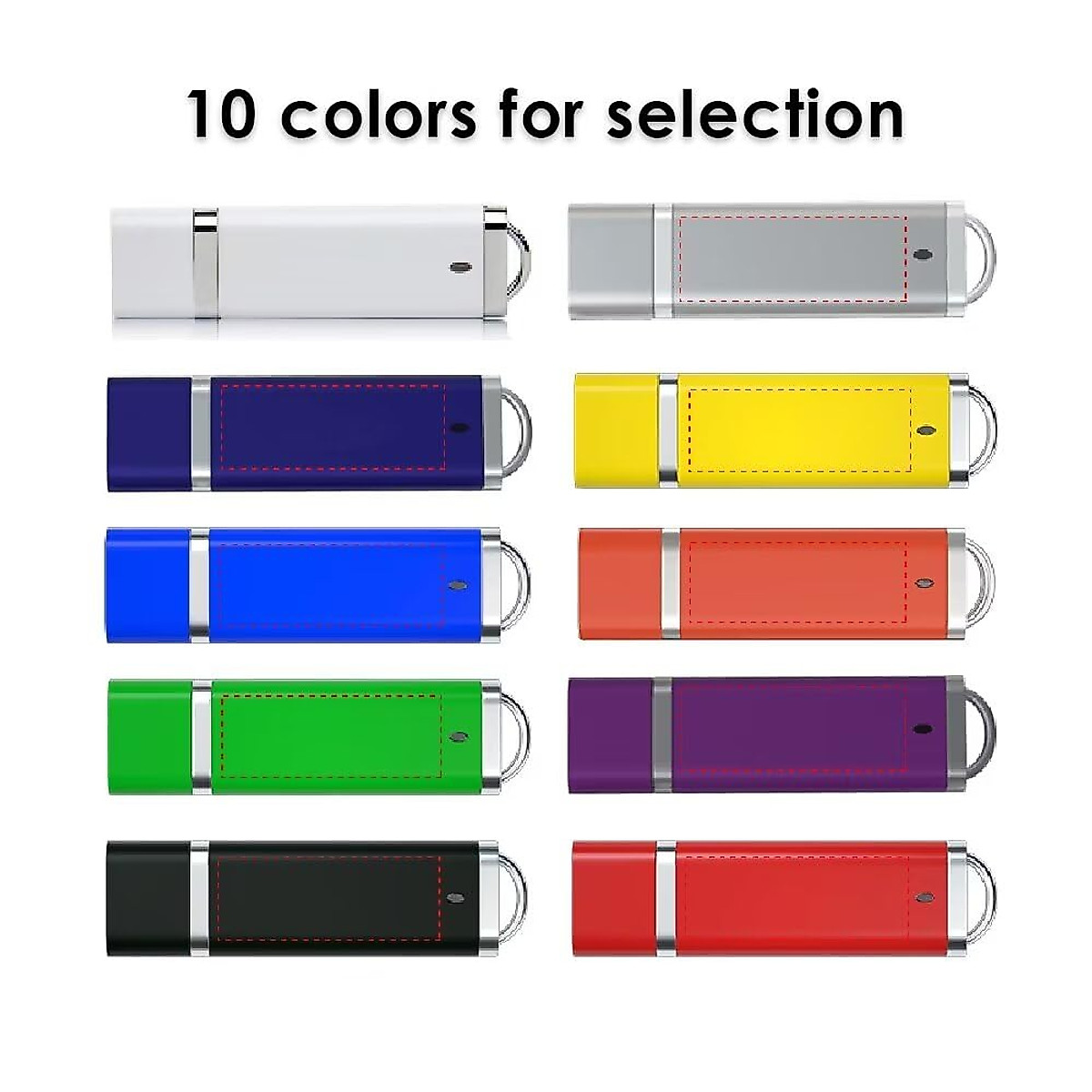 50pcs 128MB Custom USB Flash Drive with Personalized Logo for Promotion, Customized USB Thumb Drive, Bespoke Bulk Zip Drive (10 color options)