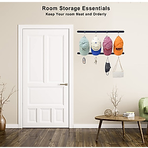 ETOWIFA Hat Organizer Rack for Baseball Caps [Up to 32 Caps] Hat Hanger Display for Wall and Over The Door Closet, Room/College Dorm Storage Holder - 2 Adhesive Straps and 8 Removable Hooks