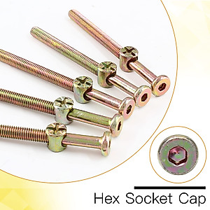 Coufce 10Pcs M6 x 80mm Bunk Bed Bolts,Hex Drive Socket Cap Furniture Bolts Barrel Nuts Set for Headboard, Bed Frame,Furniture (Zinc Plated)