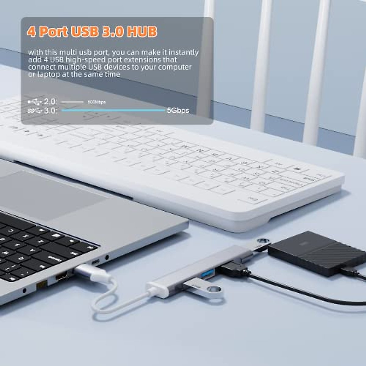 USB 3.0 hub, Eanetf 4 Port USB 3.0 Hub Expander, Ultra Slim Portable Data Hub for MacBook, Mac Pro, Mac Mini, iMac, Surface Pro, XPS, PC,Console, Printer, Camera,Keyborad