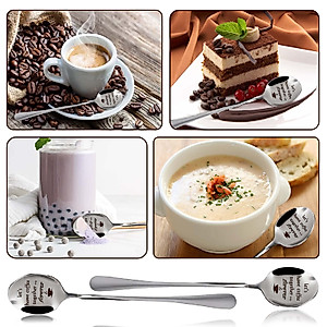 2 Pcs 7.5 inches Engraved Coffee Spoons Let's Have Coffee Together Forever Personalized Stainless Steel Spoon Ice Cream Spoon Couple Gifts Valentines Day Gifts