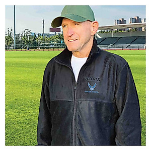 VetFriends.com US Air Force Vereran Fleece Jacket with Tradtional Hap Arnold Wings Embroidered (Large)