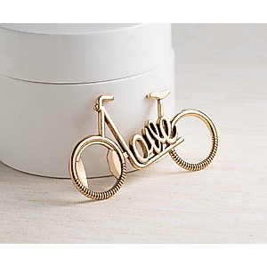 24 PCS Love Design Golden Bicycle Shape Bottle Openers for Wedding Favors Bridal Shower Gifts ，Decorations and Souvenirs for Guests (24, golden love bicycle)