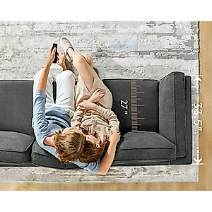 VanAcc Sofa, 87 inch Modern Sofa Couch with Embedded Arm Pillow- Deep Seat Sofa for Livingroom, Dark Grey