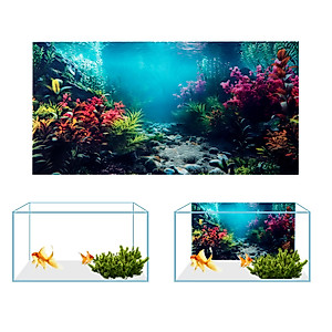 COMSUN 3 Pack Aquarium Background, 48x24 inches Polyester Aquarium Background, Cloth Fish Tank Background, Undersea Corals Sunshines & Rock Aquatic Plants