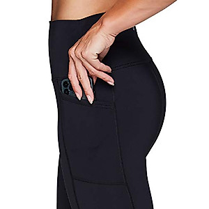 RBX Active Women's 7/8 Gym Legging Squat Proof Ankle Length Workout Yoga Legging with Pockets High Waisted Moisture Wicking Running Tights with Side Pockets 7/8 Jet Black L