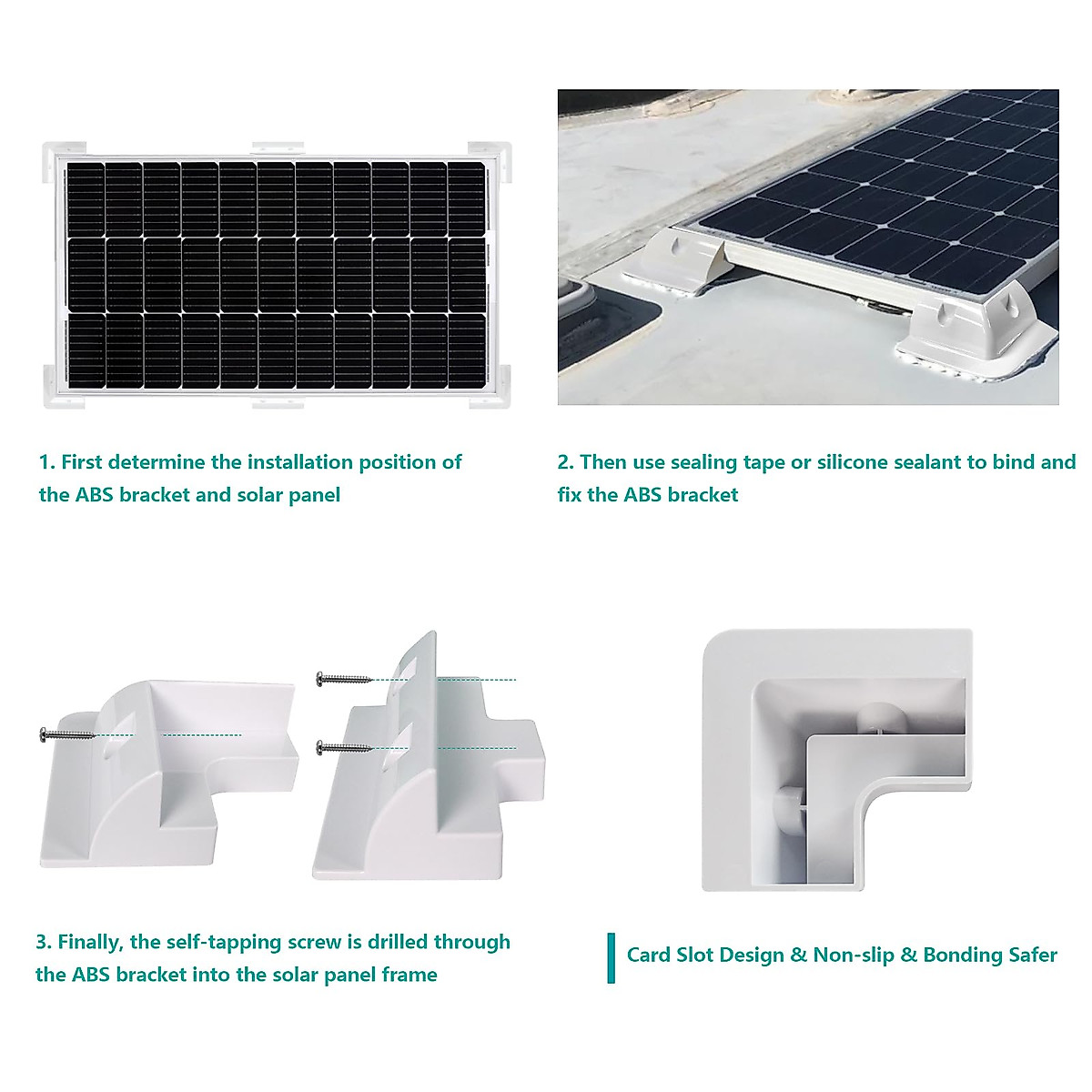 Solar Panel Mounting Brackets 7PCS Solar Panel Rv Roof Mounting Brackets Kit, Rv Solar Panel Mounts Kit No Drill, Caravans, Campervans(White)