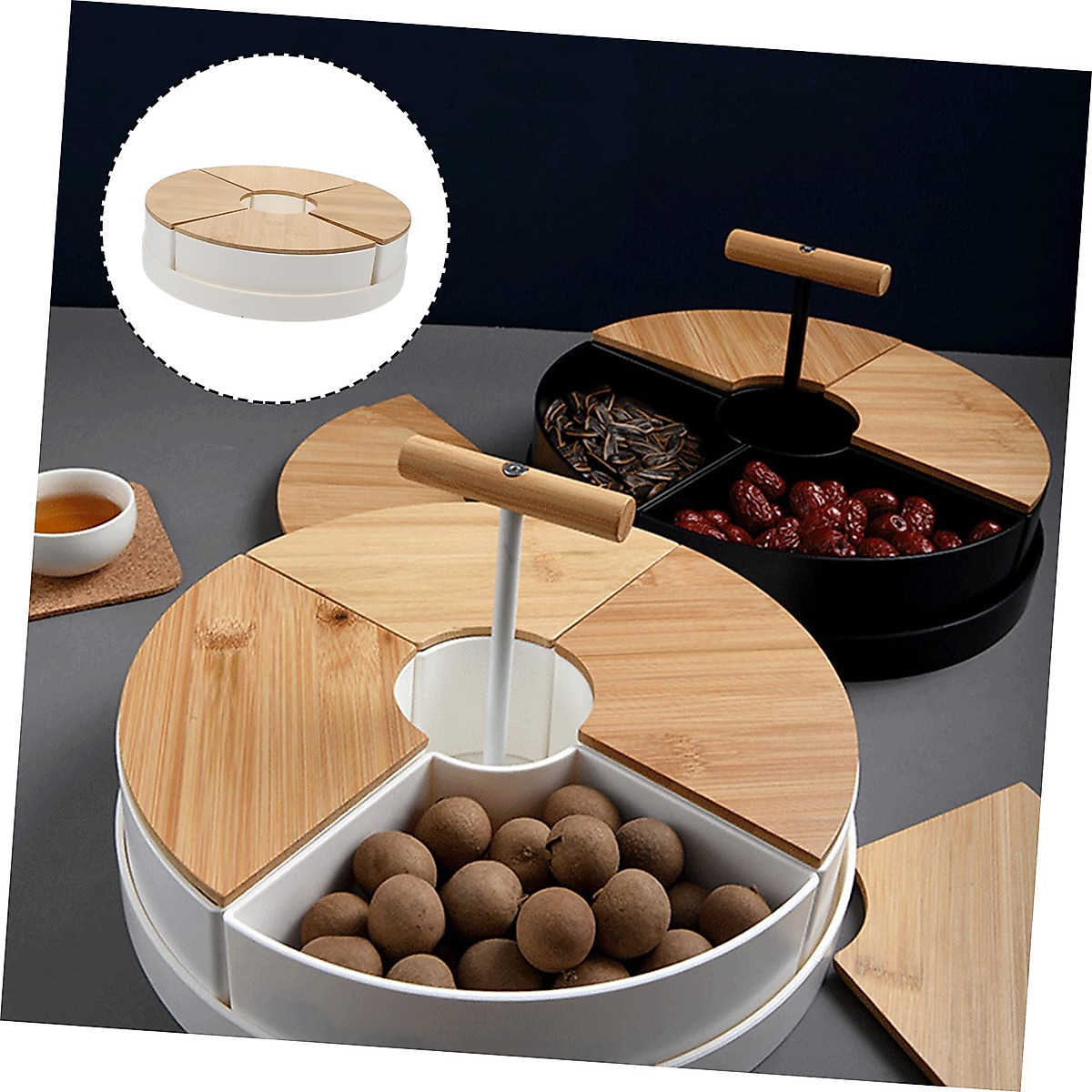 Tofficu 1 Set Office Fruit Plate Round Decorative Tray Chip Box Plastic Serving Tray Serving Plate Wrought Iron Plastic Spraying White Snack Plate Fruit Serving Tray Dried Fruit Box Food