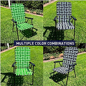 EasyGo Product Portable – Retro Style High Back Design – Outdoor Webbed Chair for Backyard, Camping, Sporting Events – Easy Folding, 2 Pack, Dark/Light Green