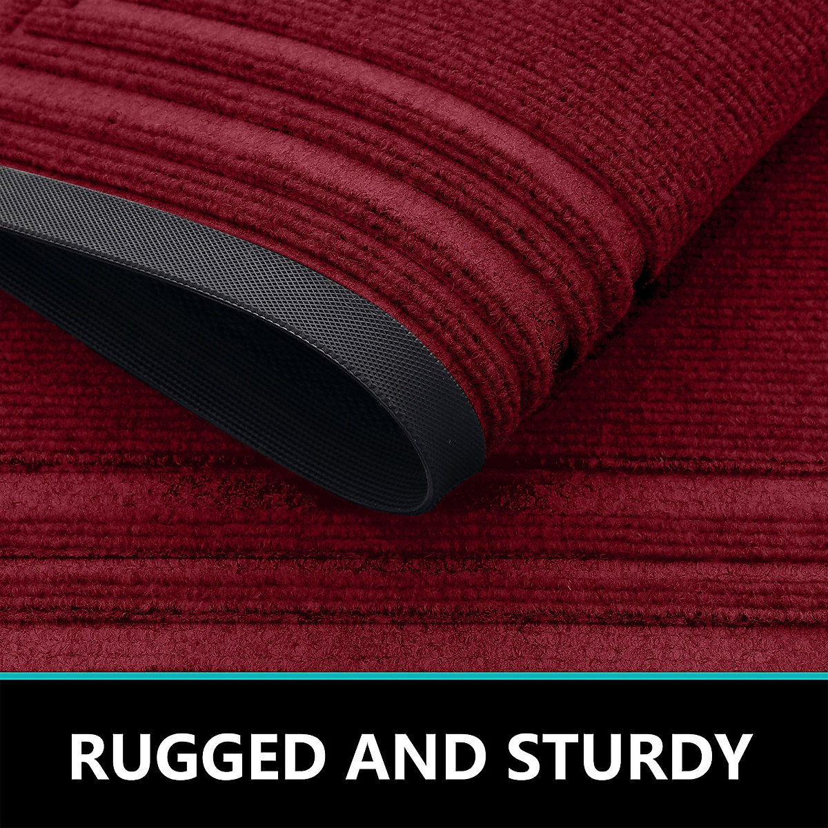 Buganda Floor Door Mat, Heavy Duty Doormat Outdoor Indoor, Natural Rubber Mat, Non Slip, Low Profile Outdoor Mat for Home Entrance, Garage, Patio Porch Farmhouse, 36x24, Wine Red