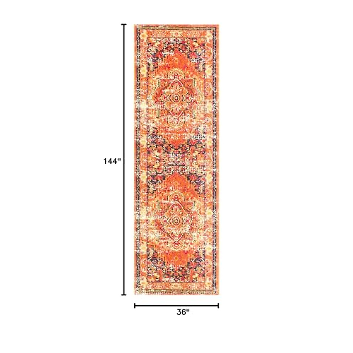 nuLOOM Vintage Mackenzie Runner Rug, 2' 6" x 12', Orange