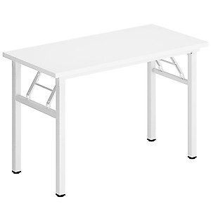 DlandHome Computer Desk Folding Table 39.4 inches Writing Desk for Small Space Folding Desk Laptop Desk No Assembly Required White&White