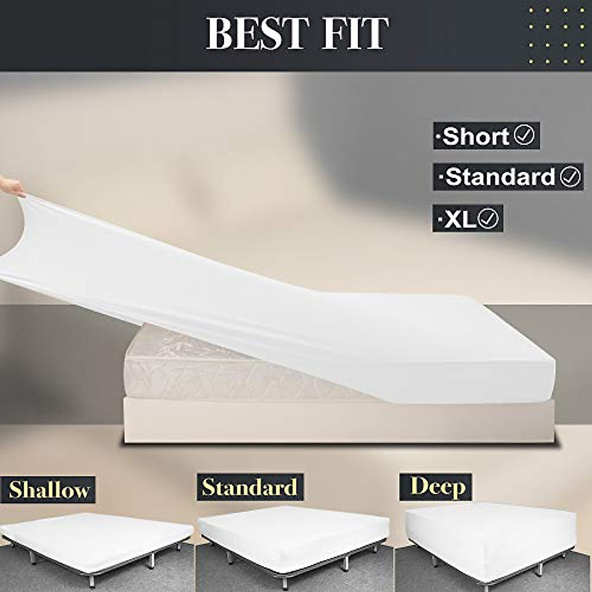 Soft Stretch Queen Size Fitted Sheet Only - Jersey Knit, Cozy T-Shirt Like & 4-Way Stretchy Snug Fit & Stay in Place, No More Slipping Off for Mattress (Deep: 5"-16") - White, Queen