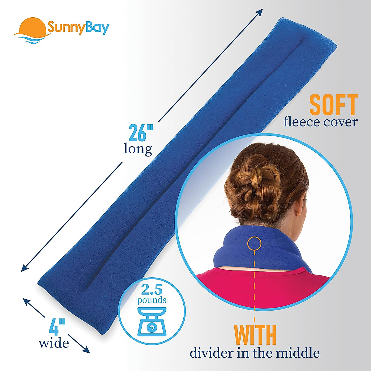 SunnyBay Microwave Heating Pad for Neck and Shoulders, Versatile Bean Bag Moist Heating Pad, Microwavable Neck Wrap and Cool Pack for Deep Pain Relief, Weighted Hot or Cold Therapy (Sky Blue)