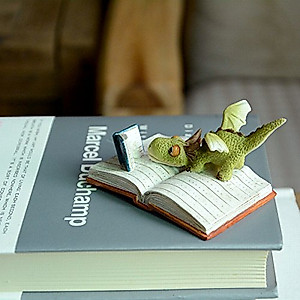 Top Collection Miniature Fairy Garden and Terrarium Mini Dragon Reading Figurine