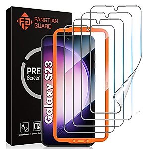 [4-Pack] FANGTIAN for Samsung Galaxy S23 Screen Protector 5G [Not Glass] - Film for S23 Screen Protector [7H Hybrid][Fingerprint Compatible][Alignment Tool][6.1Inch]