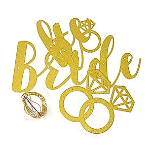Honbay Glitter Gold Bride to Be Banner with Diamond Ring, Bridal Shower Party Supplies Decorations (Gold)