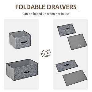 HOMCOM 5-Drawer Fabric Dresser Tower, 4-Tier Storage Organizer with Steel Frame for Hallway, Bedroom and Closet, Grey