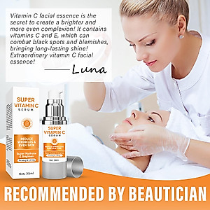 Vitamin C Serum for Face, Gentle Anti-Aging Facial Treatment with Hyaluronic Acid -Arouse Skin Energy, Firming & Hydrating, Improve Skin Luster