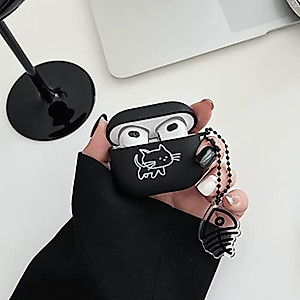 Black Cat Pattern Case for AirPods Pro, Shock-Absorbing Case Cover Accessories with Pendant Full Protective Skin Accessories for Women Men Girl