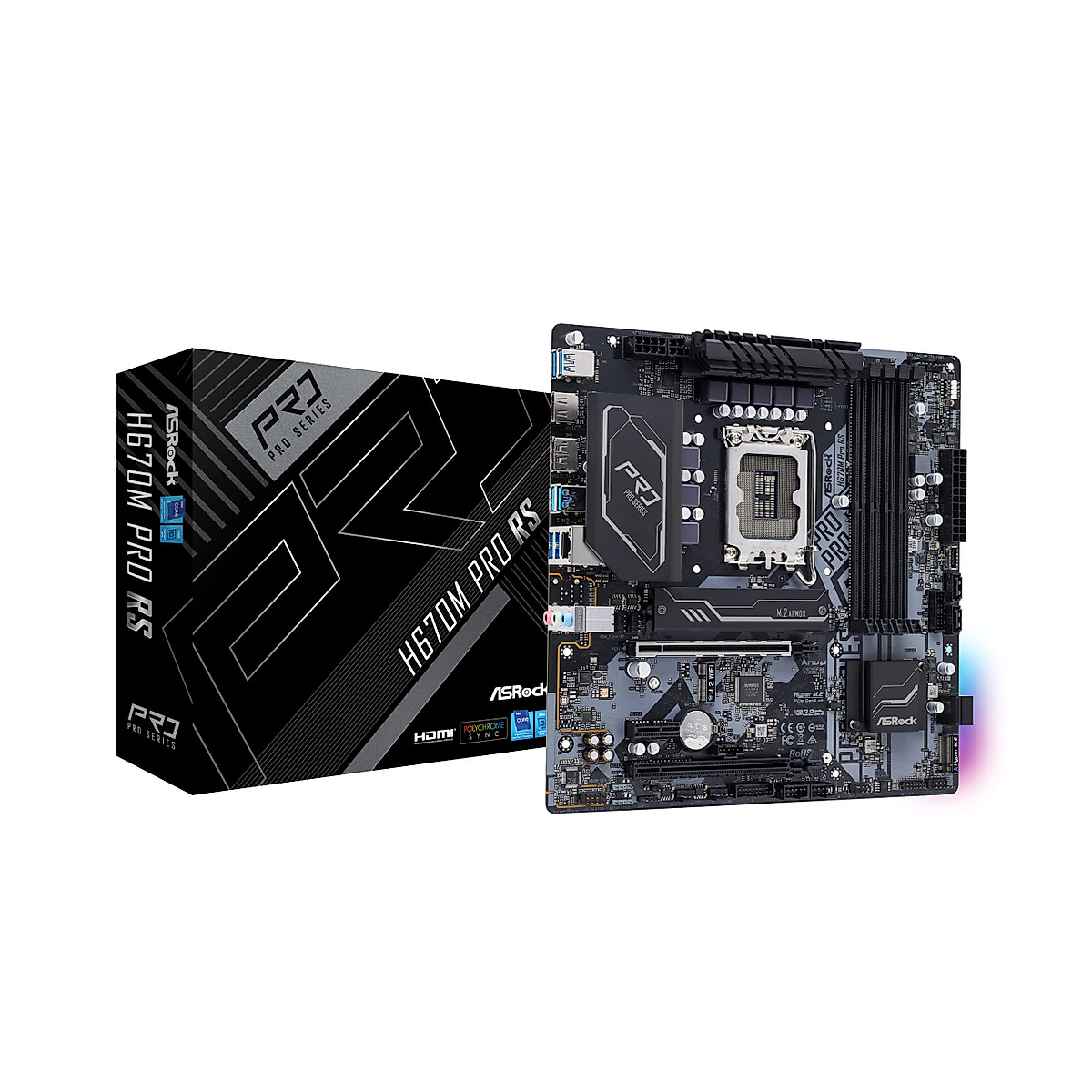 ASROCK H670M PRO RS Socket LGA1700/ Intel H670/ DDR4/ SATA3&USB3.2/ M.2/ Micro ATX Motherboard