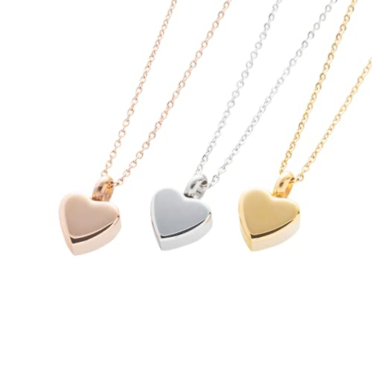 Oaktree Memorials Heart Cremation Necklace, Urn Pendant, Necklace Urn, Necklace Urn for Ashes, Cremation Jewelry, Stainless Steel, 18K Gold Plated (Gold)