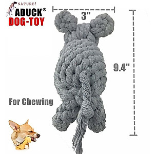 ADUCK Pet Puppy Dog Cotton Rope Chew Toys for Teeth Cleaning, Elephant and Giraffe Design