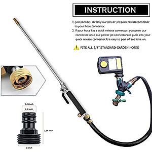High Pressure Power Washer Wand, Extendable Hydro Jet Water Hose Nozzle Watering Sprayer, Garden Watering Wand for Patio Car Pet Window Gutter Cleaning Tool (Black)