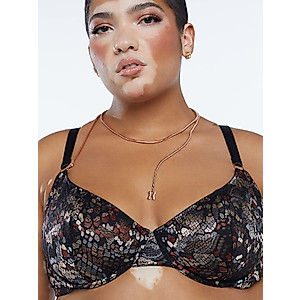 Savage X Fenty, Women's, Cold-Hearted Snake Unlined Lace Demi Bra, Venomous Vixen Snake Lace, 38DDD