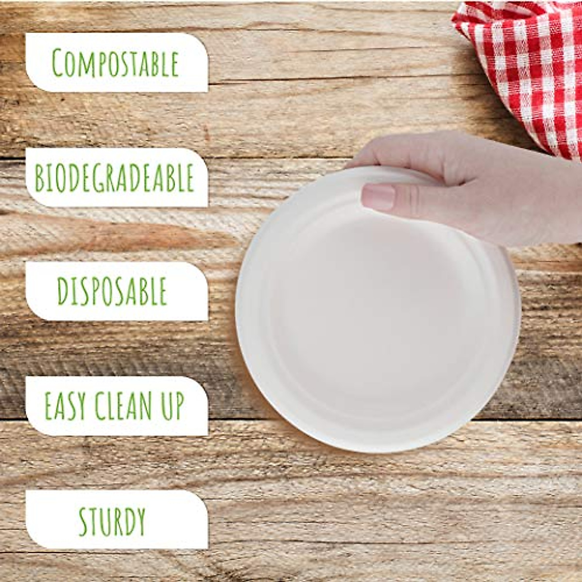brheez 6 in Disposable Plates Paper Plates Alternative Compostable Plates Heavy Duty [Pack of 60] Eco-Friendly 100% Plant Fiber Biodegradable