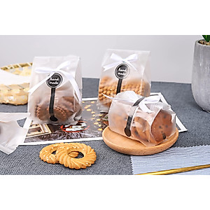 YunKo Cookie Bags for Gift Giving Cellophane Clear Treat Bags for Favors Mini Loaf, Bundt Cake, Hot Cocoa Bomb Packaging With Stickers(100PACK, Translucent)
