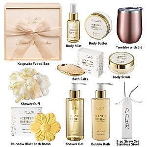 Spa Gift Baskets for Women in Vanilla Honey | Holiday Christmas Mothers Day Gifts Idea - Sister Mom Wife | Happy Birthday Gifts For Women | Best Friends Gifts for Women | Friends Female