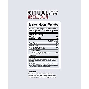 RITUAL ZERO PROOF Whiskey Alternative | Award-Winning Non-Alcoholic Spirit | 25.4 Fl Oz (750ml) | Only 5 Calories | Sustainably Made in USA | Make Delicious Alcohol Free Cocktails