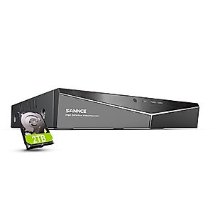 16 Channel Security CCTV DVR with 2TB Hard Drive, SANNCE 1080P 5-in-1 Hybrid Video Recorder for 2MP TVI AHD CVI CVBS Analog IP Security Cameras, Motion Alerts, Remote Access, 24/7 Recording