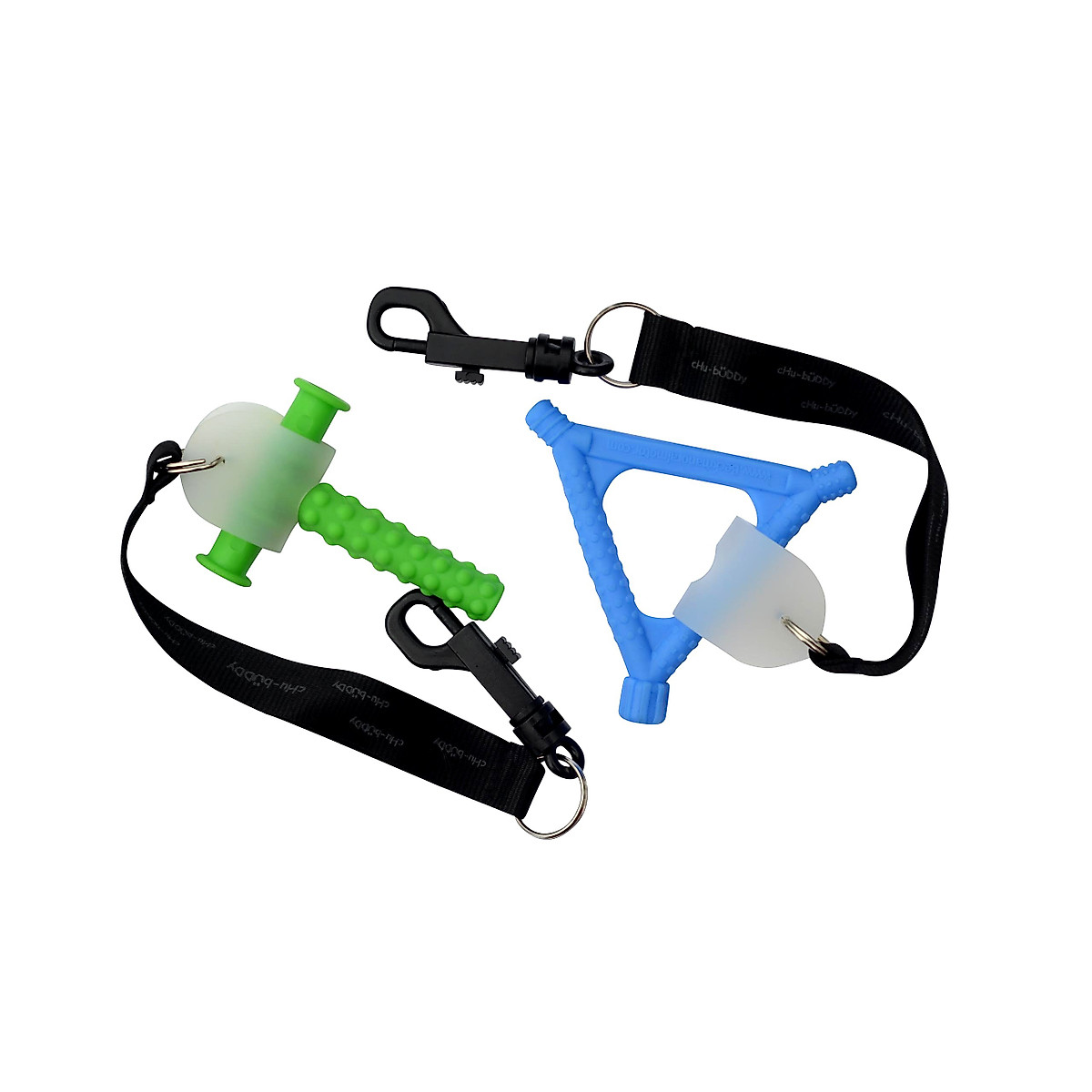 chubuddy Chewy Holders Set of 2 in Black - 2 black tether-bracelets & 2 natural straps