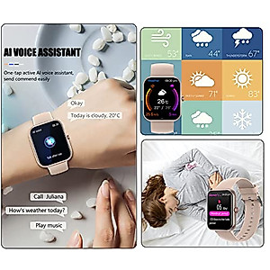 Smart Watch for Women(Call Receive/Dial), 1.83'' Smart Watch for Android and iOS Phones Compatible with Text and Call AI Voice Control Heart Rate, Sleep, Blood Oxygen, Step Counter Pink