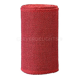 CleverDelights 6" Red Burlap Roll - Finished Edges - 10 Yards - Jute Burlap Fabric