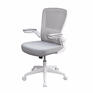 Boss Office Products Mesh Task Chair with Flip Up Arms, Grey/White