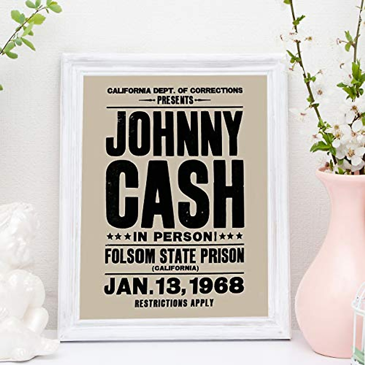 "Johnny Cash-In Person-Folsom State Prison"-Country Music Wall Art -11 x 14" Vintage Replica Sign Print-Ready to Frame. Rustic Decor for Home-Studio-Bar-Dorm-Cave. Great Gift! Printed on Photo Paper.