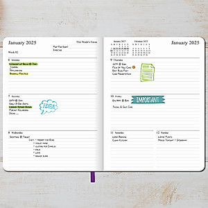 2025 Planner 8.5”x11”, Weekly and Monthly Planner from Jan 2025 to Dec 2025, Vegan Leather Cover, Elastic Closure, Grey