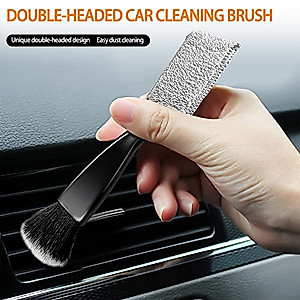 Wazzh 2 Packs Multi Function car Detail Brush with Microfiber Towels for Cars, car Detailing Supplies for Women, car Interior Cleaning Supplies fit for Air Vents, Dashboard