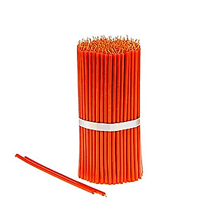 Danilovo Pure Beeswax Candles - No-Drip, Smoke-Less, Tall, Thin Taper Candles – Decorative Candles for Church Prayer, Decor or Birthday Candles – Honey Scented Candles – 6.4”x0.22” (Orange, 50pcs)
