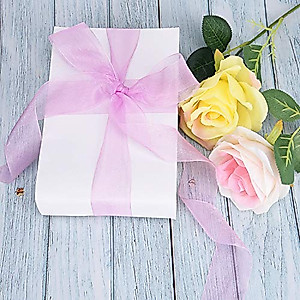 Livder 3 Rolls Sheer Chiffon Ribbons 1.5 Inches x 49 Yards/ Each Roll for Wedding Gift Wrapping Home Decorations (Purple, Violet, Light Purple)