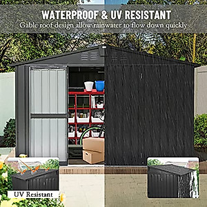 Domi Outdoor Storage Shed 10'x8', Metal Sheds Outdoor Storage with Lockable Doors & Air Vents for Patio Garden Lawn Backyard,Gray